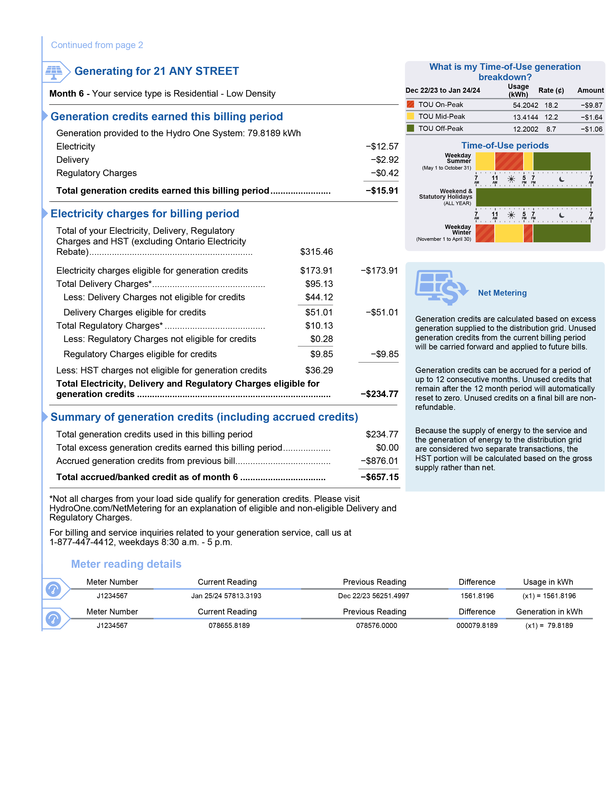 Understand My Bill: Net Metering TOU | Hydro One